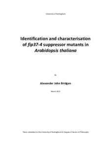Identification and characterisation of fip37-4 suppressor mutants in Arabidopsis thaliana ...